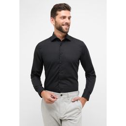 Langarmhemd Eterna "SLIM FIT", Herren, Gr. 44, Normalgr&ouml;&szlig;en, schwarz, Popeline, 100% Baumwolle, schmal, Manschette, Hemden, NON IRON (b&uuml;gelfrei)