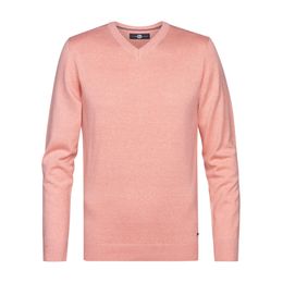 V-Ausschnitt-Pullover PETROL INDUSTRIES "V-Neck Basi", Herren, Gr. L (40), light coral, Feinstrick, Obermaterial: 50% Baumwolle, 50% Polyacryl, unifarben, regular fit normal, V-Ausschnitt, B&uuml;ndchen, Pullover, Materialmix mit Baumwollanteil