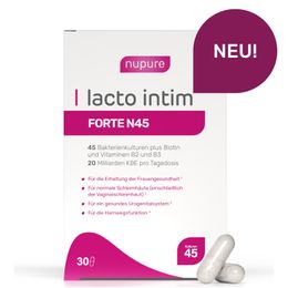nupure Lacto Intim Forte N4 - f&uuml;r die intime Gesundheit von Frauen: St&auml;rkt die Schleimh&auml;ute und unterst&uuml;tzt den Harnfluss, 30 Kapseln