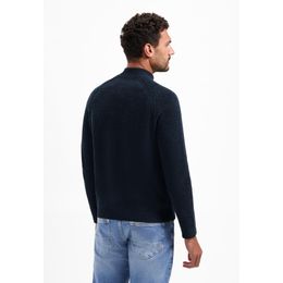 Stehkragenpullover NO EXCESS "NO EXCESS Melierter Half-Zip-Pullover", Herren, Gr. XL, night, 63% Polyester, 37% Baumwolle, Pullover Stehkragenpullover