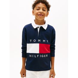 Tommy Hilfiger Jungen Poloshirtschwarz night navy, Gr. 3, unifarben, Single Jersey, Obermaterial: 100% Baumwolle, Shirts, Kinder bis 16 Jahre, mit