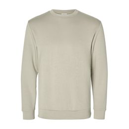 Sweatshirt Selected "SLHEMANUEL SOFT CREW NECK SWEAT NOOS", Herren, Gr. M, pure cashmere, angeraute Sweatware, Obermaterial: 77% Viskose, 18% Polyester, 5% Elasthan, unifarben, regular fit h&uuml;ftlang, Rundhals, Rippb&uuml;ndchen, Sweatshirts Sweatshirt