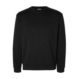 Sweatshirt Selected "SLHEMANUEL SOFT CREW NECK SWEAT NOOS", Herren, Gr. L, schwarz, angeraute Sweatware, Obermaterial: 77% Viskose, 18% Polyester, 5% Elasthan, unifarben, regular fit h&uuml;ftlang, Rundhals, Rippb&uuml;ndchen, Sweatshirts Sweatshirt