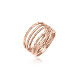 Ring-Set Elli "Stapelring Stacking Boho Set (5 tlg.) 925 Sterling Silber" Gr. 54, rosa (rosegold), Fingerringe, Damen, 54mm, ohne Stein, Silber 925 (Sterlingsilber)