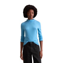 Marc O'Polo Langarmshirt MARC O'POLO DENIM "aus Lyocell-Stretch-Jersey", Damen, Gr. S, azure sky, Obermaterial: 95% Lyocell, 5% Elasthan, gestreift, Basic, slim fit, Babylock, Shirts Langarmshirt