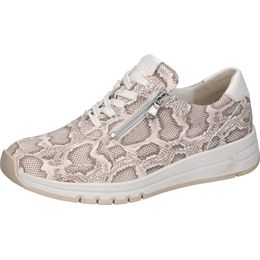 Waldl&auml;ufer Sneaker WALDL&Auml;UFER, Damen, Gr. 7 (40,5), hellbeige, wei&szlig;, animal, Nappaleder, Nubukleder, Reptilienpr&auml;gung, Schuhe Sneaker, Schn&uuml;rschuh, Halbschuh, Freizeitsneaker mit Rei&szlig;verschluss