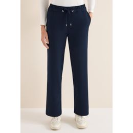 Jogger Pants Cecil, Damen, Gr. XL, L&auml;nge 30, blau (universal blau), Stoff, 56% Viskose, 17% Polyamid, 17% Polyester, 10% Elasthan, unifarben, loose fit lang, Hosen, High Waist