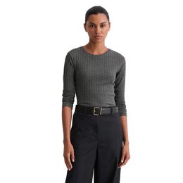 Marc O'Polo Langarmshirt MARC O'POLO "aus Organic-Cotton-Modal-Mix", Damen, Gr. S, warm granite melange, Obermaterial: 52% Baumwolle, 48% Modal, unifarben, Basic, slim fit, Rundhals, normaler Saum, Shirts Langarmshirt