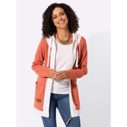 Casual Looks Damen Longstrickjackepapaya, ecru, Gr. 40, gemustert, 100% Baumwolle, Strickjacken