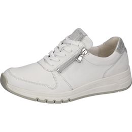 Waldl&auml;ufer Sneaker WALDL&Auml;UFER, Damen, Gr. 6,5, wei&szlig;, silberfarben, Nappaleder, Nubukleder, unifarben mit Farbeinsatz, Schuhe Sneaker, Schn&uuml;rschuh, Halbschuh, Freizeitsneaker mit Rei&szlig;verschluss