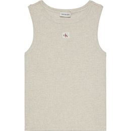 Tanktop Calvin Klein Jeans "A - WVN LBL 2X2 CTTN", Damen, Gr. M (40), ba01 grau heather, Jersey, Obermaterial: 95% Baumwolle, 5% Elasthan, regular fit normal, Rundhals, Tops Tanktop, Mit Rundhalsausschnitt