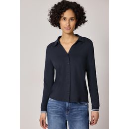 Langarmshirt Street One, Damen, Gr. 44, shadowed navy, Stoff, 95% Viskose, 5% Elasthan, unifarben, comfort fit normal, V-Ausschnitt, Rippb&uuml;ndchen, Shirts Langarmshirt