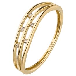 Goldring Jobo "Ring Damenring" Gr. 56, gelbgold 333, Fingerringe, Damen, 56, Gelbgold 333, Goldring, 333 Gold mit 5 Zirkonia