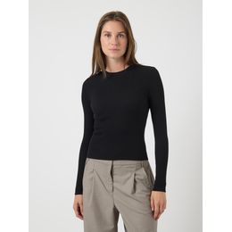 Strickpullover Y.A.S "YASZOEY LS KNIT PULLOVER S.NOOS", Damen, Gr. L, schwarz, Strick, Obermaterial: 65% Viskose, 35% Nylon, unifarben, slim fit normal, Rundhals, Pullover Strickpullover