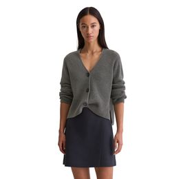 Marc O'Polo Cardigan MARC O'POLO "aus Heavy-Weight-Organic-Cotton", Damen, Gr. S, warm granite melange, Obermaterial: 100% Baumwolle, unifarben, relaxed fit, V-Ausschnitt, Strickjacken