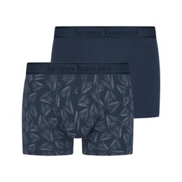 Boxer Bruno Banani "Field Work", Herren, Gr. L, blau, grau print, dunkelblau, Obermaterial: 93% Baumwolle, 7% Elasthan, bedruckt, bequem, Unterhosen