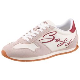 BOSS Orange Damen Sneaker "Levon Runn", Gr. 35wei&szlig;, natur, bordeaux, Lederimitat, Textil, kontrastfarbene Details, Schuhe, Freizeitschuh, Halbschuh,