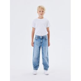 Straight-Jeans name it "NKMRYAN &ndash; Jeans mit geradem Bein, strapazierf&auml;hig", Jungen, Gr. 158, N-Gr, blau (medium blau denim), Denim/Jeans, Obermaterial: 100% Baumwolle, Abriebeffekte, unifarben, straight fit lang, Jeans Straight-Jeans, unifarben, casual, straight fit, Denim/Jeans, Topseller