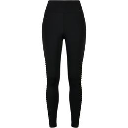 Leggings Urban Classics "Urban Classics Damen Ladies Highwaist Biker Tech Mesh Leggings", Damen, Gr. M, US-Gr&ouml;&szlig;en, schwarz, 80% Polyamid, 20% Elasthan, unifarben, skinny fit, Hosen Leggings