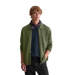 Marc O'Polo Cardigan MARC O'POLO DENIM "mit Rei&szlig;verschluss und Polokragen", Herren, Gr. M, schwarz moss, Obermaterial: 67% Baumwolle, 29% Lyocell, 3% Polyamid, 1% Elasthan, unifarben, loose fit, B&uuml;ndchen, Strickjacken