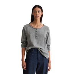 Marc O'Polo Damen Langarmshirt "aus weichem Slub Heavy Jersey"asphalt melange, Basic, Gr. M, MARC O'POLO DENIM, unifarben, Obermaterial: 100% Baumwolle, Shirts
