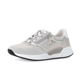 Sneaker Gabor "Sneaker low Materialmix Leder/Lederimitat", Damen, Gr. 38,5, grau, Schuhe Sneaker