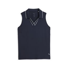 Poloshirt Puma "CLOUDSPUN Essentials &Auml;rmelloses Polo Damen", Damen, Gr. M, deep navy blau, Obermaterial: 94% Polyester, 6% Elasthan. Rippe: 95% Polyester, 5% Elasthan, clean, regular fit, Shirts