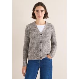 Cardigan Cecil, Damen, Gr. XL (44), mushroom taupe melange, Web, 58% Baumwolle, 24% Polyacryl, 10% Nylon, 8% Polyester, unifarben, normal normal, V-Ausschnitt, Strickb&uuml;ndchen, Strickjacken, Grobstrick