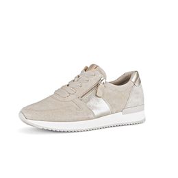 Sneaker Gabor "Sneaker low Materialmix Leder", Damen, Gr. 37,5, beige, Schuhe Sneaker
