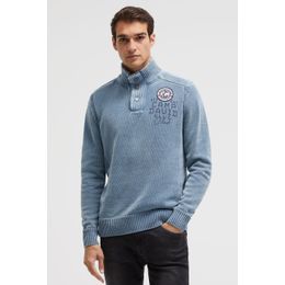 Troyer CAMP DAVID, Herren, Gr. 4XL, vintage blau, Material: 100% Baumwolle, bedruckt, regular fit normal, hoch geschlossener Ausschnitt, eingesetzt Rippb&uuml;ndchen, Pullover Troyer, im Stone Washed Look