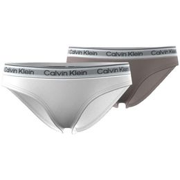 Brasilslip "2PK BIKINI", Kinder, Gr. 128/134, 2 Stk., wei&szlig;, taupe, Jersey, Obermaterial: 95% Baumwolle, 5% Elasthan, Calvin Klein Underwear, k&ouml;rpernah, Unterhosen, mit Logobund