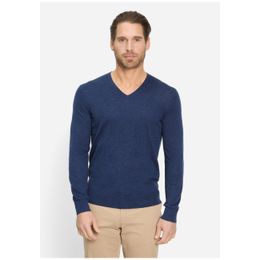 Strickpullover OLYMP "OLYMP Casual Strick", Herren, Gr. L, blau (royal), 85% Schurwolle, 15% Seide, Pullover Strickpullover