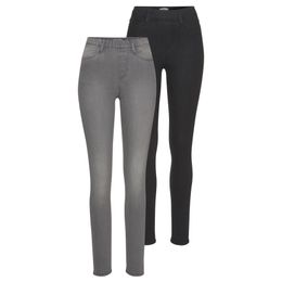 Jeansjeggings Flashlights, Damen, Gr. 38, N-Gr, schwarz (schwarz, grau), Jeans, Obermaterial: 80% Baumwolle, 19% Polyester, 1% Elasthan, Basic, eng lang, Jeans, enge Passform, R&ouml;hrenjeans, Used-Look-Waschung, hohe Leibh&ouml;he