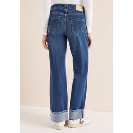 Loose-fit-Jeans Cecil, Damen, Gr. 30, L&auml;nge 32, mid blau used wash, Jeans, 78% Baumwolle, 20% Polyester, 2% Elasthan, unifarben, lang, Jeans, 5-Pocket-Style