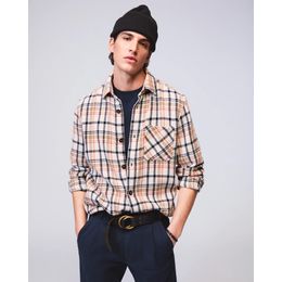 JOOP! Langarmhemd JOOP JEANS "Harvi", Herren, Gr. L, N-Gr, natural, Strick, Obermaterial: 100% Baumwolle, gemustert, kariert, mehrfarbig, normal, Manschette, Hemden, mit Karomuster