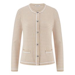 Peter Hahn - Rundhals-Cardigan, beige, Gr. 46 / L - Baumwolle