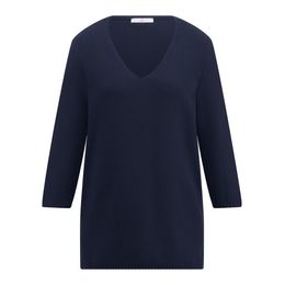 Emilia Lay - V-Pullover mit 3/4-Arm, blau, Gr. 40 / M - Baumwolle