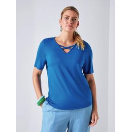 Emilia Lay - V-Shirt, blau, Gr. 56 / 3XL