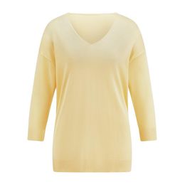 Emilia Lay - V-Pullover mit 3/4-Arm, gelb, Gr. 52 / XXL