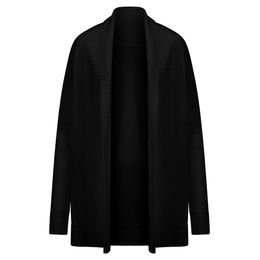 Peter Hahn - Long-Strickjacke aus Schurwolle und Kaschmir, schwarz, Gr. 38 / S - Schurwolle