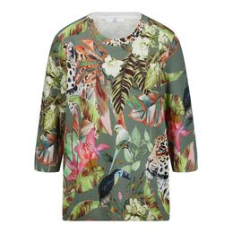 Emilia Lay - Rundhals-Pullover mit 3/4-Arm, mehrfarbig, Gr. 42 / M - Baumwolle