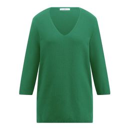 Emilia Lay - V-Pullover mit 3/4-Arm, gr&uuml;n, Gr. 40 / M - Baumwolle