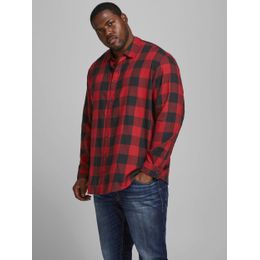 Jack & Jones PlusSize Karohemd "GINGHAM TWILL SHIRT", Herren, Gr. 4XL (64/66), N-Gr, rot (rot, kariert), Web, Obermaterial: 100% Baumwolle, JACK & JONES PLUSSIZE, normal, Hemden Karohemd, Bis Gr&ouml;&szlig;e 6XL