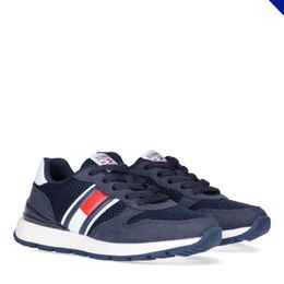 Sneaker Tommy Hilfiger, Damen, Gr. 41, blau, wei&szlig;, Lederimitat, Textil, Schuhe Sneaker, Running Sneaker, Schn&uuml;rschuh im Materialmix