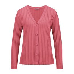efixelle - Shirtjacke mit V-Ausschnitt, pink, Gr. 48 / XL - Baumwolle