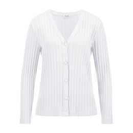 efixelle - Shirtjacke mit V-Ausschnitt, weiss, Gr. 44 / L - Baumwolle
