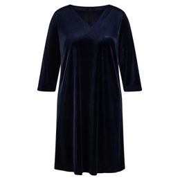 Emilia Lay - Samt-Kleid mit V-Ausschnitt, blau, Gr. 52 / XXL
