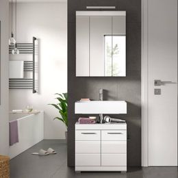 Pharao24.de Badezimmerm&ouml;bel Spiegelschrank mit Unterschrank 60 cm breit in Wei&szlig; (zweiteilig)