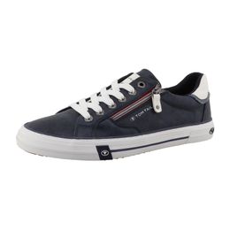 Tom Tailor Herren Sneaker, Gr. 45navy, Lederimitat, Schuhe, Freizeitschuh, Halbschuh, Schn&uuml;rschuh mit Au&szlig;en-Rei&szlig;verschluss