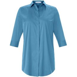 Emilia Lay - Longbluse mit 3/4-Arm, blau, Gr. 50 / XL - Baumwolle